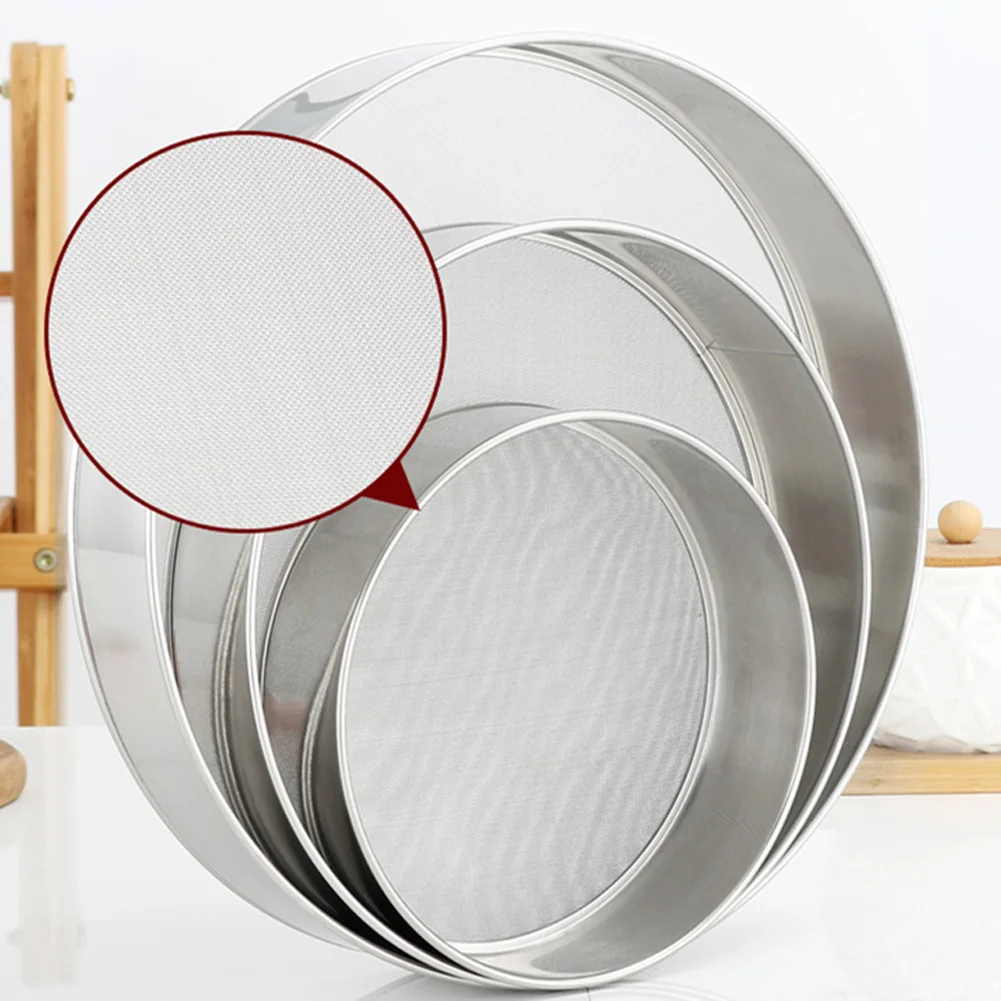 10-21cm-Flour-Sieve-Stainless-Steel-Round-Flour-Sieve-Strainer-With-40 ...