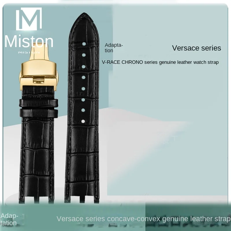 For-Versace-Leather-Watch-Strap-GMT-Double-Concave-Interface-Leather ...