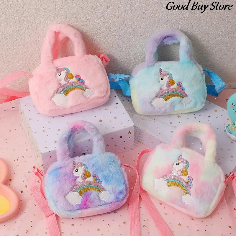 Cartoon-Suede-Handbags-Rainbow-Unicorn-Girls-Plush-Shoulder-Purse ...