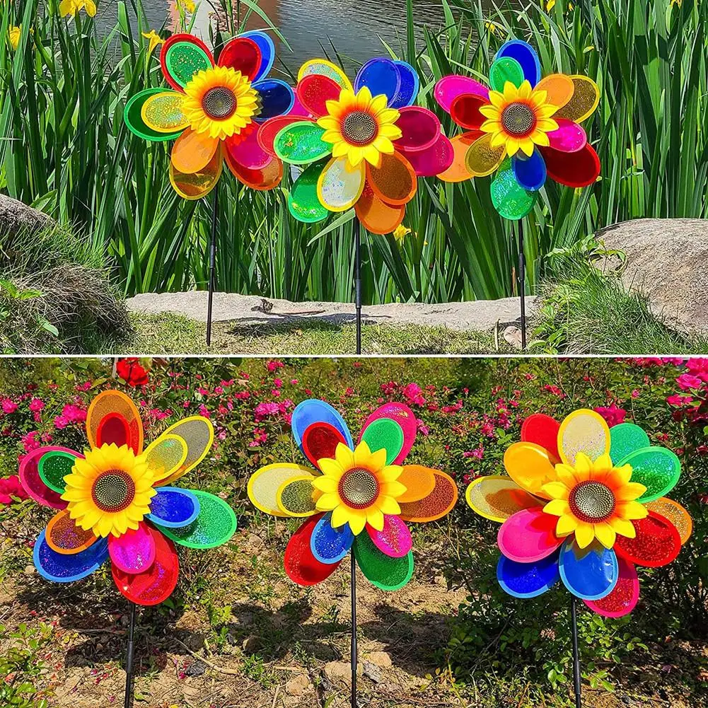 Double-layer-Sunflower-shape-Windmill-Garden-Park-Outdoor-Decoration ...