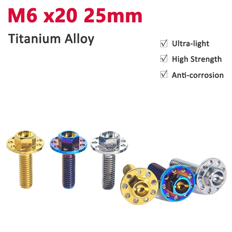 1pcs-Titanium-Alloy-Bolt-M6x20-25mm-Gasket-Integrated-Hexagonal-Flange ...