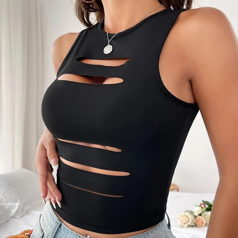 Summer-fashion-Spice-sexy-crewneck-black-hollowed-out-little-vest-Spice-sexy-personality-tight ...