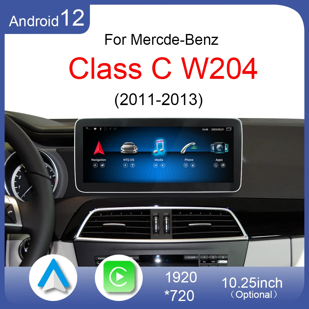 For Mercedes Benz C W204 C200 260 300 2011 to 2013 Android 12 CarPlay Car DVD Radio GPS ...