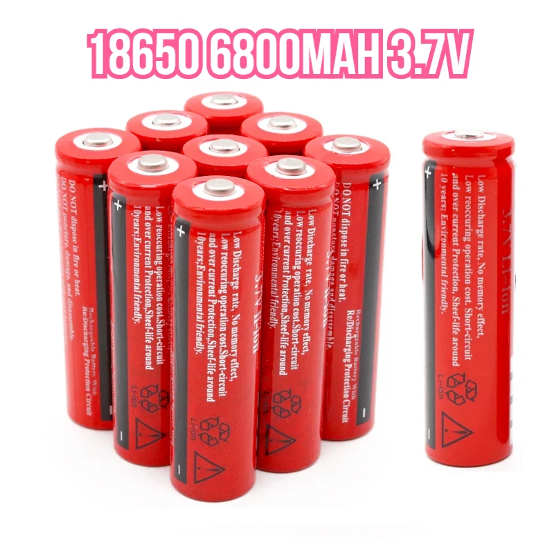 100-Brand-New-Original-18650-6800mAh-Rechargeable-Battery-3-7-V-Lithium ...