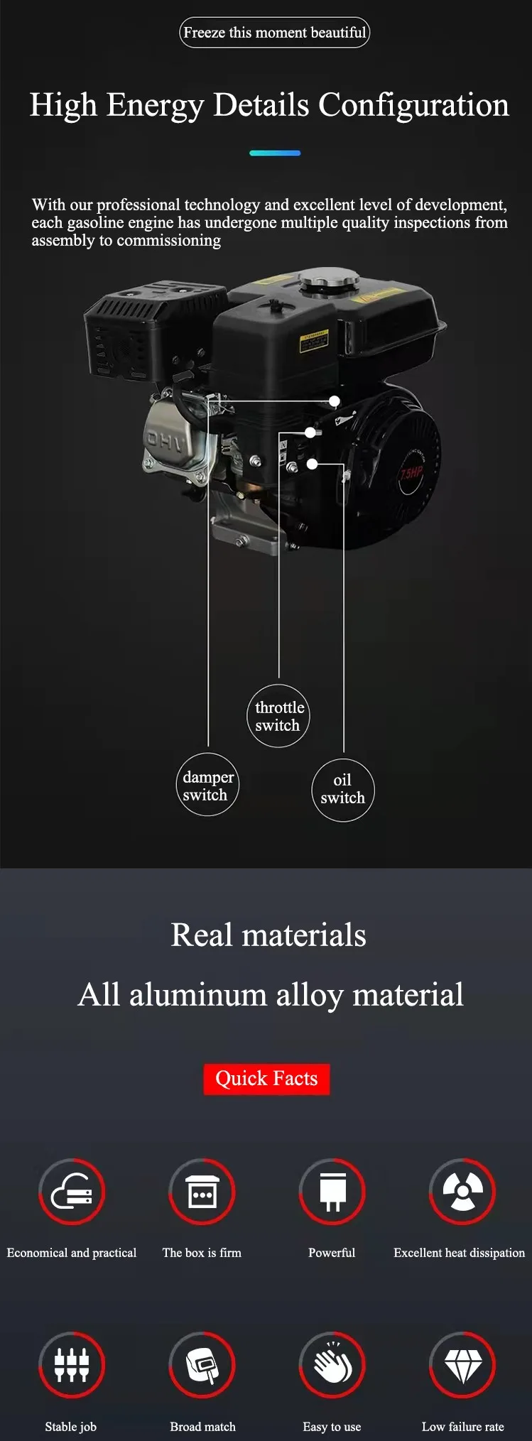 Loncin G200F 6.5HP 196cc бензиновый двигатель с ручным запуском | AliExpress