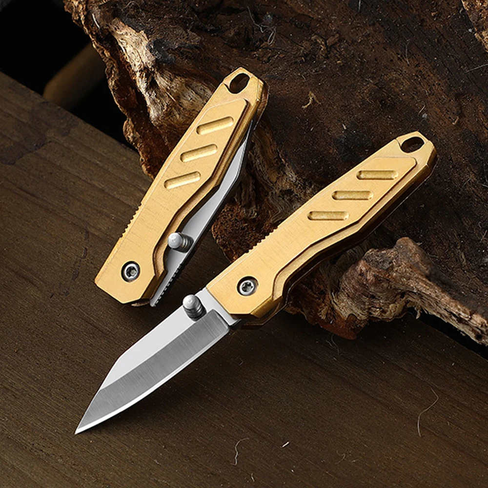 Brass-Mini-Folding-Utility-Knife-Keychain-Small-Folding-Pocket-Knife ...