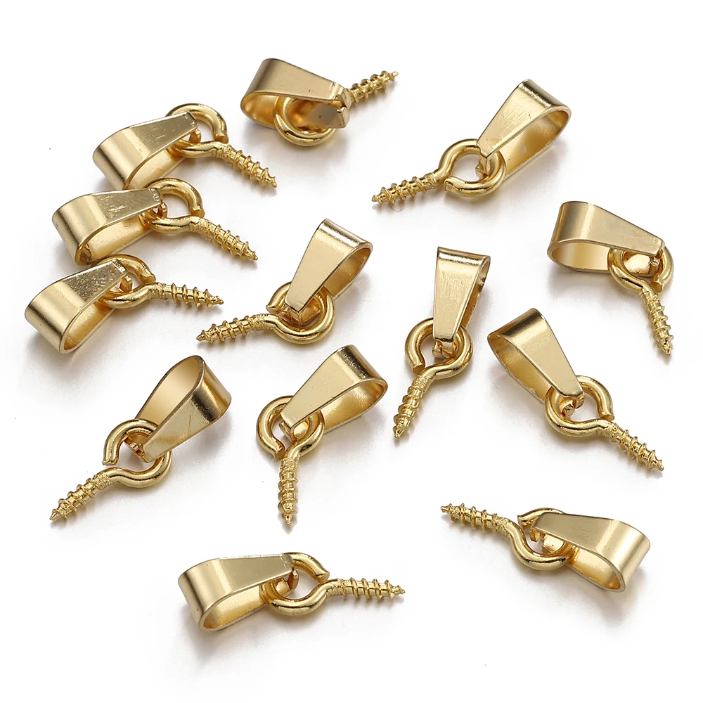 20pcs-Stainless-Steel-Bail-Clips-with-Screw-Eye-Pins-Drilled-Pendant ...