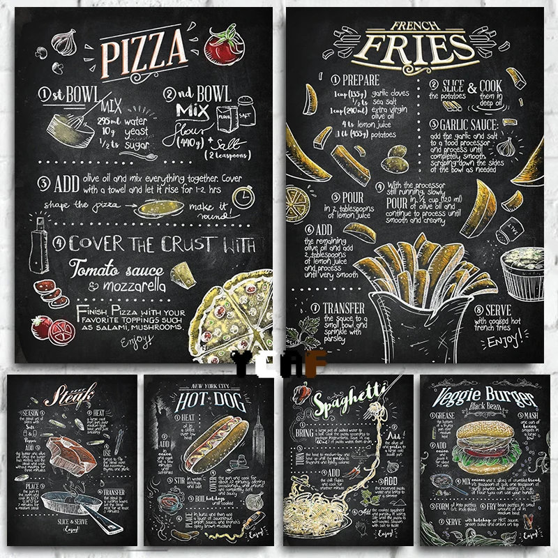 Classic-Foodie-Cuisine-Blackboard-Artwork-Poster-Canvas-Printing-Fast ...