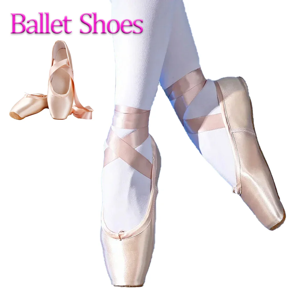 Ballet Dance Shoes Professional Pointe Footwear Soft Sole Tied Satin ...