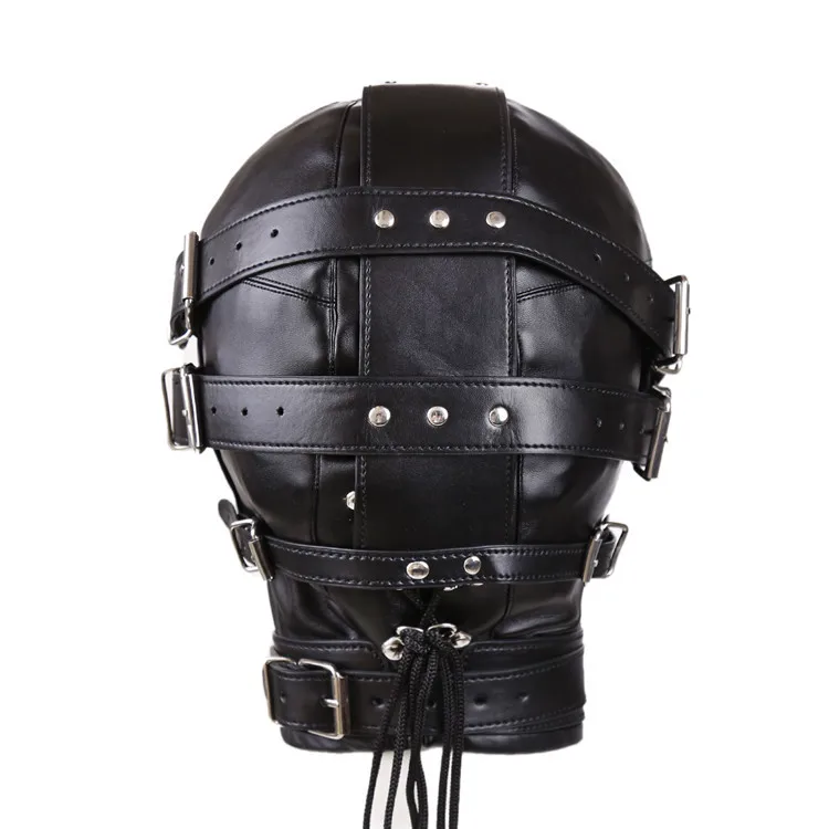PU-Leather-Adjustable-Mask-With-Open-Mouth-Zipper-And-Lock-Blindfold ...