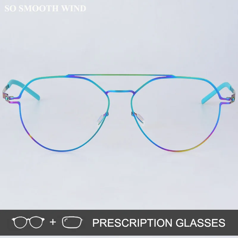 Double Beam Big Frame Glasses Prescription Eyeglasses Screwless ...