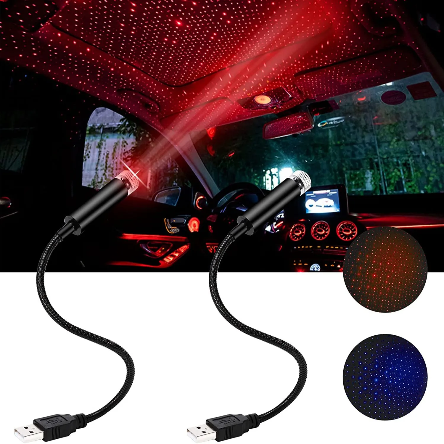 LED Car Roof Star Night Light Projector Atmosphere Galaxy Lamp USB ...