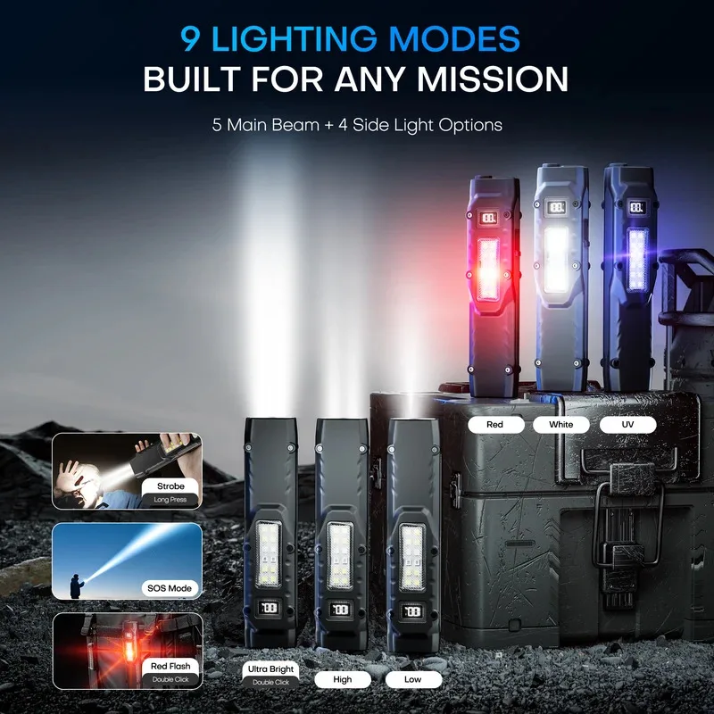 2026 New Rechargeable Flat Flashlights EDC Tactical Flashlight Dual ...