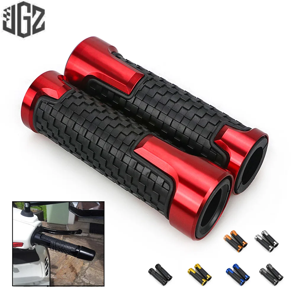 Par Motocicleta CNC Alumínio Handlebar Hand Grips Borracha Gel Handle ...