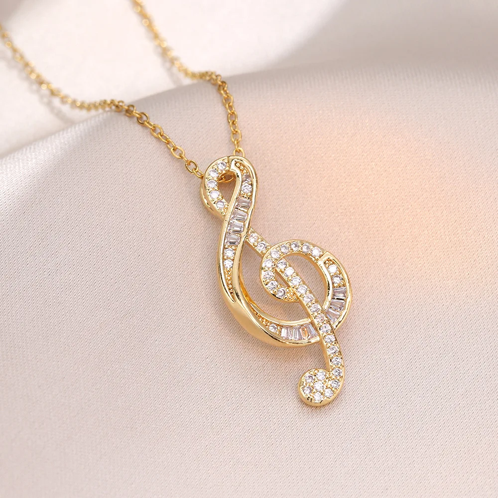 Elegant-Shiny-Zircon-Music-Note-Pendant-Necklaces-for-Women-Girls ...