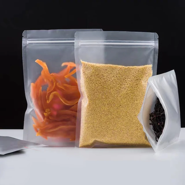 Frosted Transparent Zip Lock Bag, Food Packaging Zipper Pouches with ...