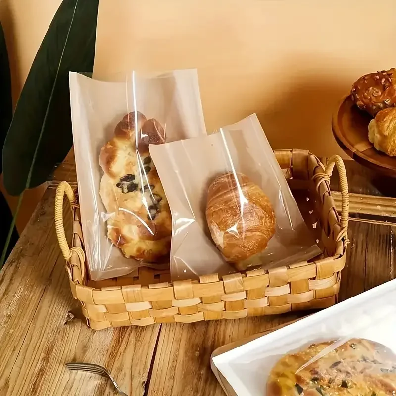 100-Piece Kraft Brown Toast Bags With Clear Window - Waterproof, Oil ...