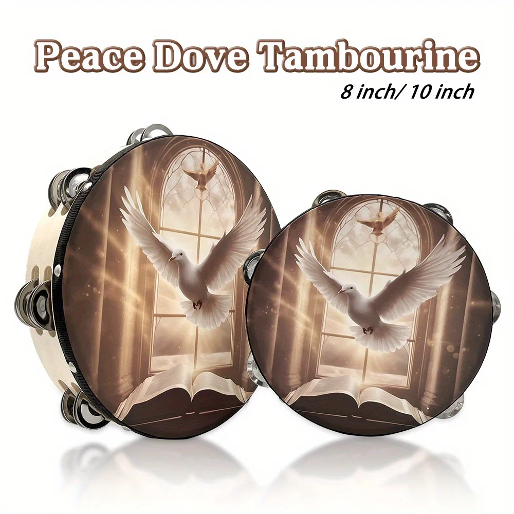 8-10-tambourine-Double-metal-jingle-hand-tambourine-matte-drum-top-hand ...