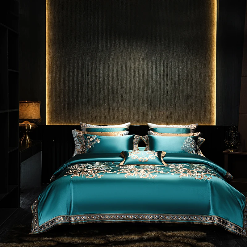 Green European Aristocratic Vintage Brocade Egyptian Cotton Gold ...
