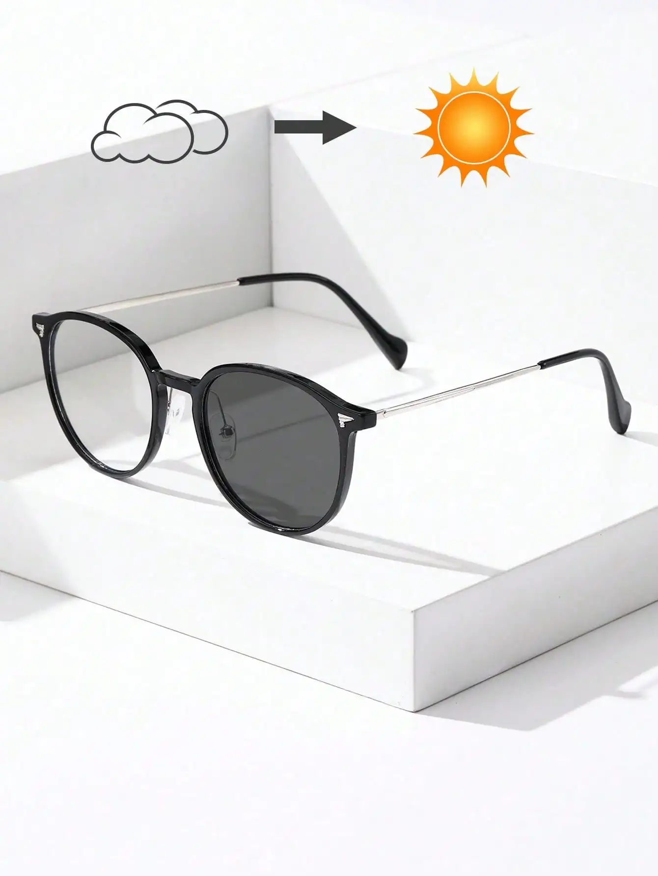 1PC-Unisex-Round-Frame-Plastic-Classical-Photochromic-Glasses-For ...