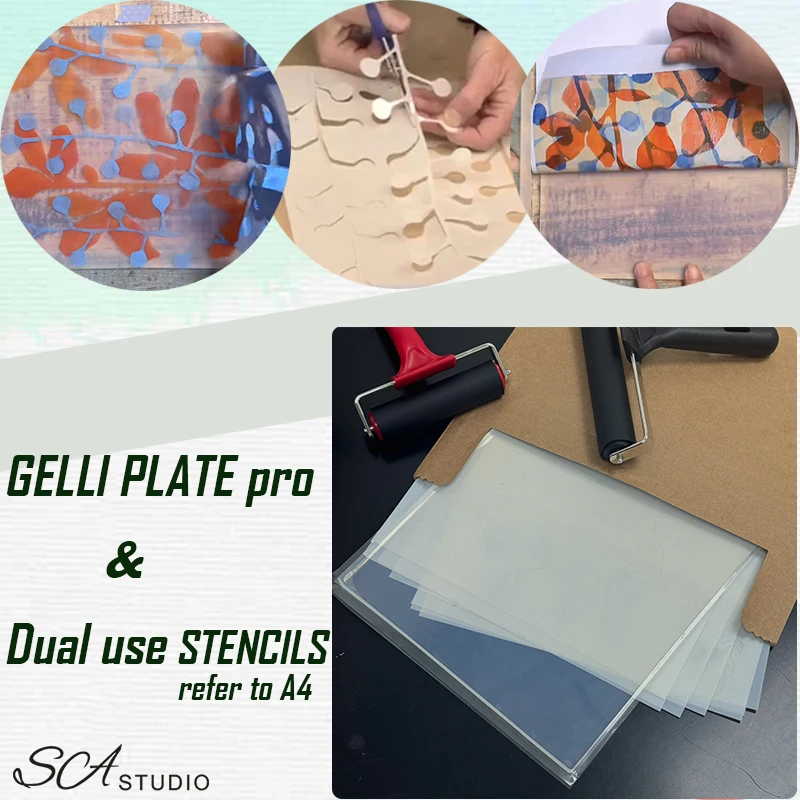 Pro Gelli Plate for Paintmaking A4 Size Material with Dual Use Stencils ...