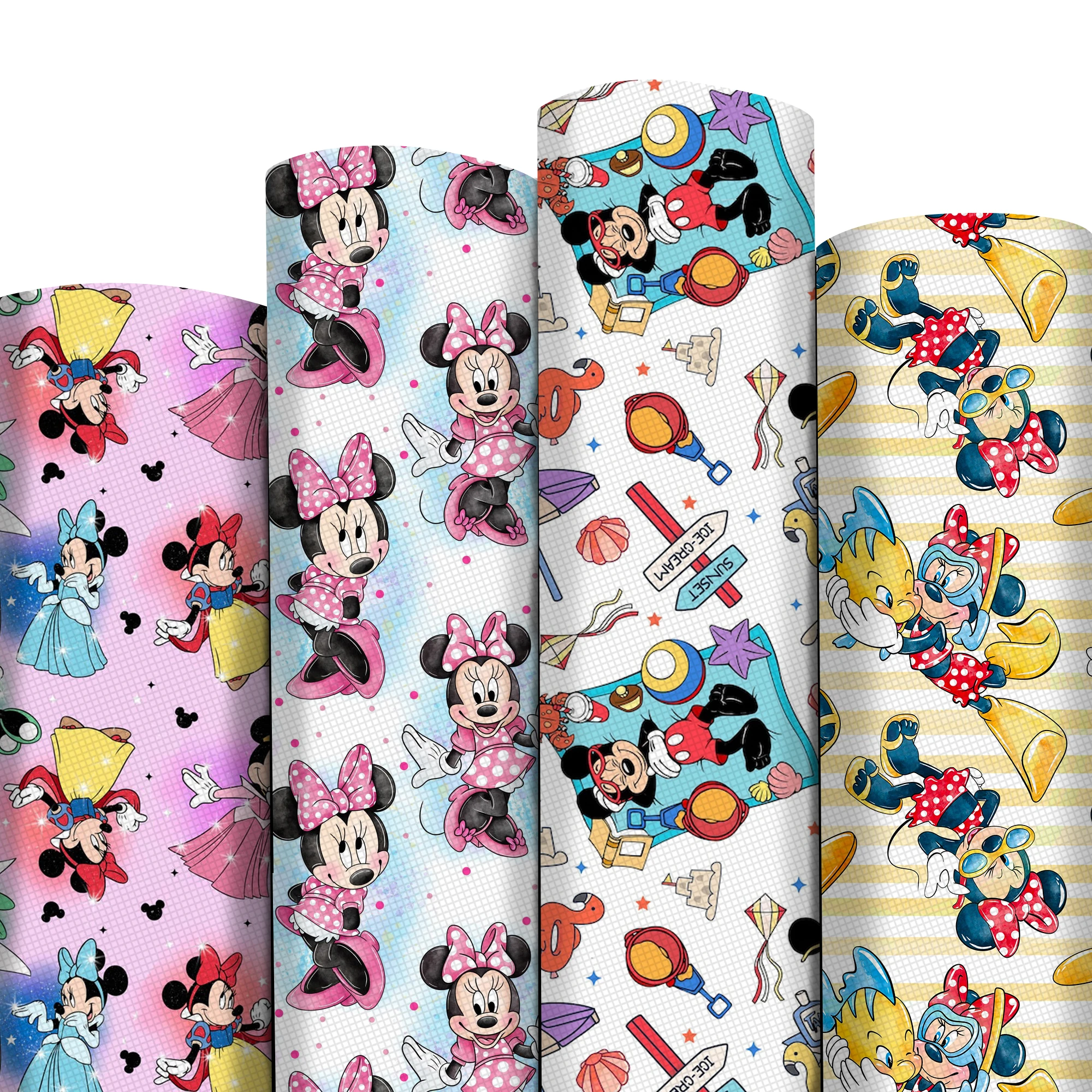 Cartoon-Print-Lychee-Texture-Faux-Leather-Sheet-Minnie-Mickey-Mouse ...