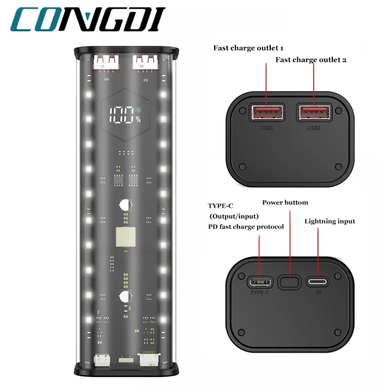 21700-Power-Bank-Case-Fast-Charge-USB-Type-C-Interface-Battery ...