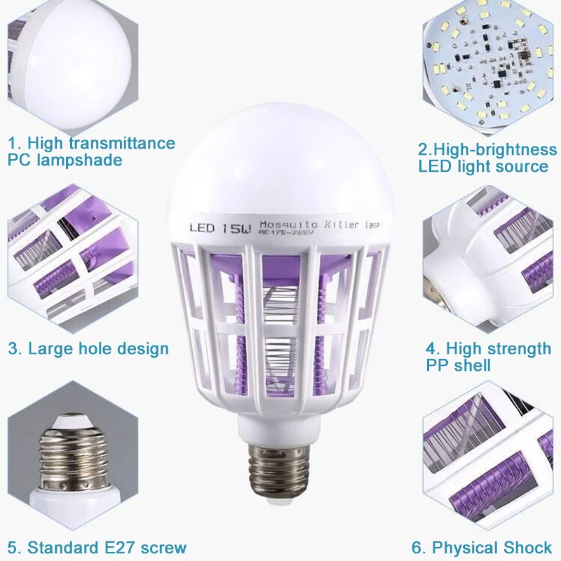 Only Eu Socket Ampoule LED Anti-Moustiques 2 en 1 Piège à Insectes avec ...