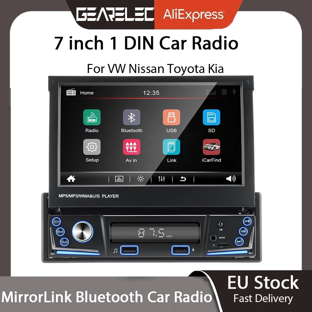 1-DIN-Universal-Car-Stereo-7-inch-Retractable-Screen-MP5-Player-FM ...