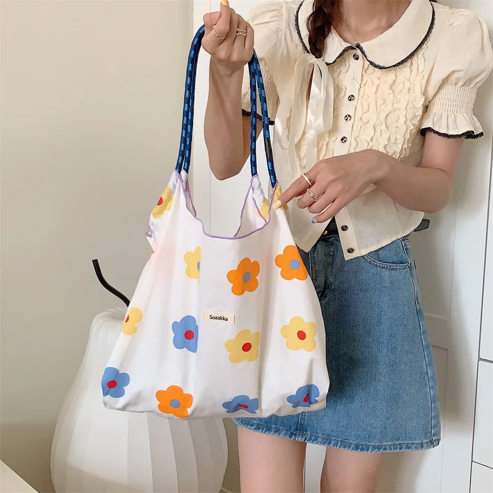 Korean-Style-Large-capacity-Shoulder-Bag-Drawstring-Shopping-Bag-Floral ...