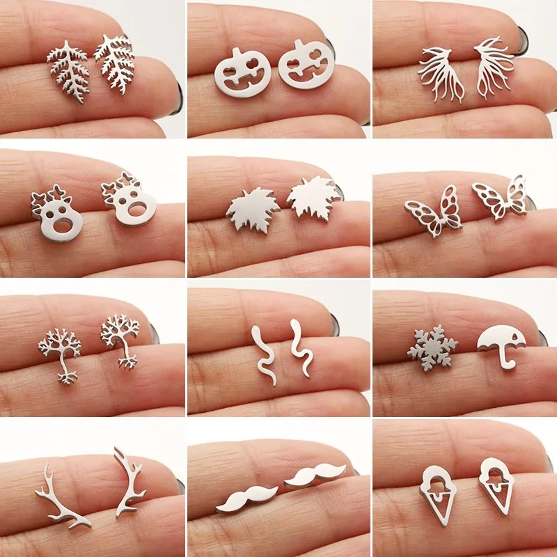 Punk-Stainless-Steel-Geometry-Earrings-Men-Women-Fashion-Skull-Snake-Neuron-Snowflake-Ear-Studs ...