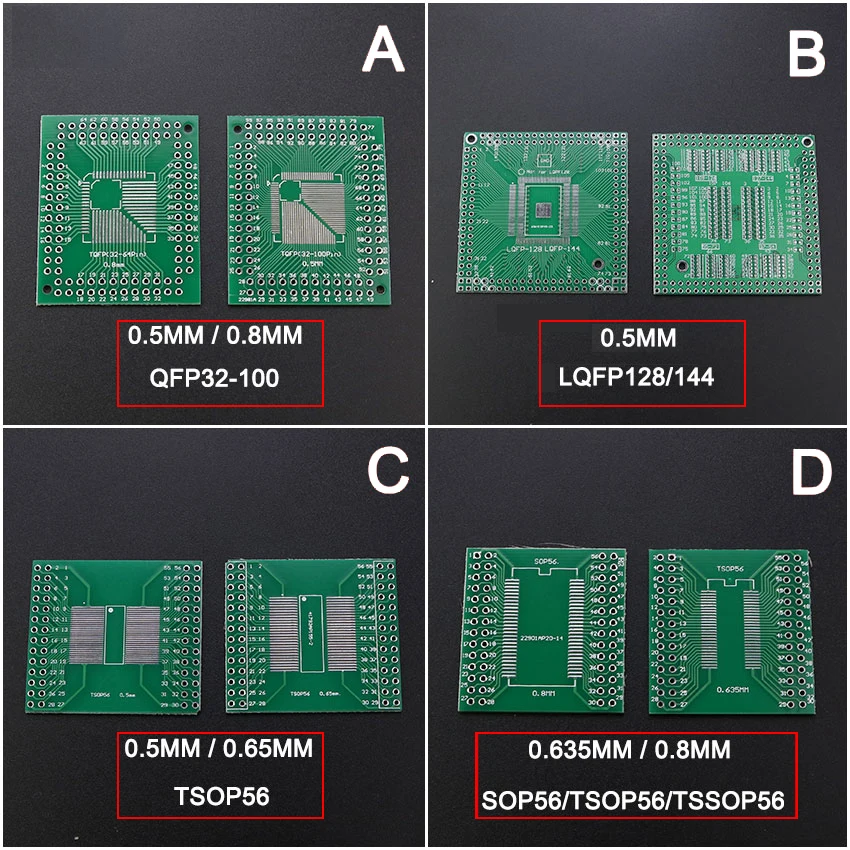 QFP TQFP LQFP FQFP 32 100 LQFP128/144 TSOP56 SOP56/TSOP56/TSSOP56 SMD 턴 투 딥 어댑터 PCB 보드 컨버터 플레이트 ...