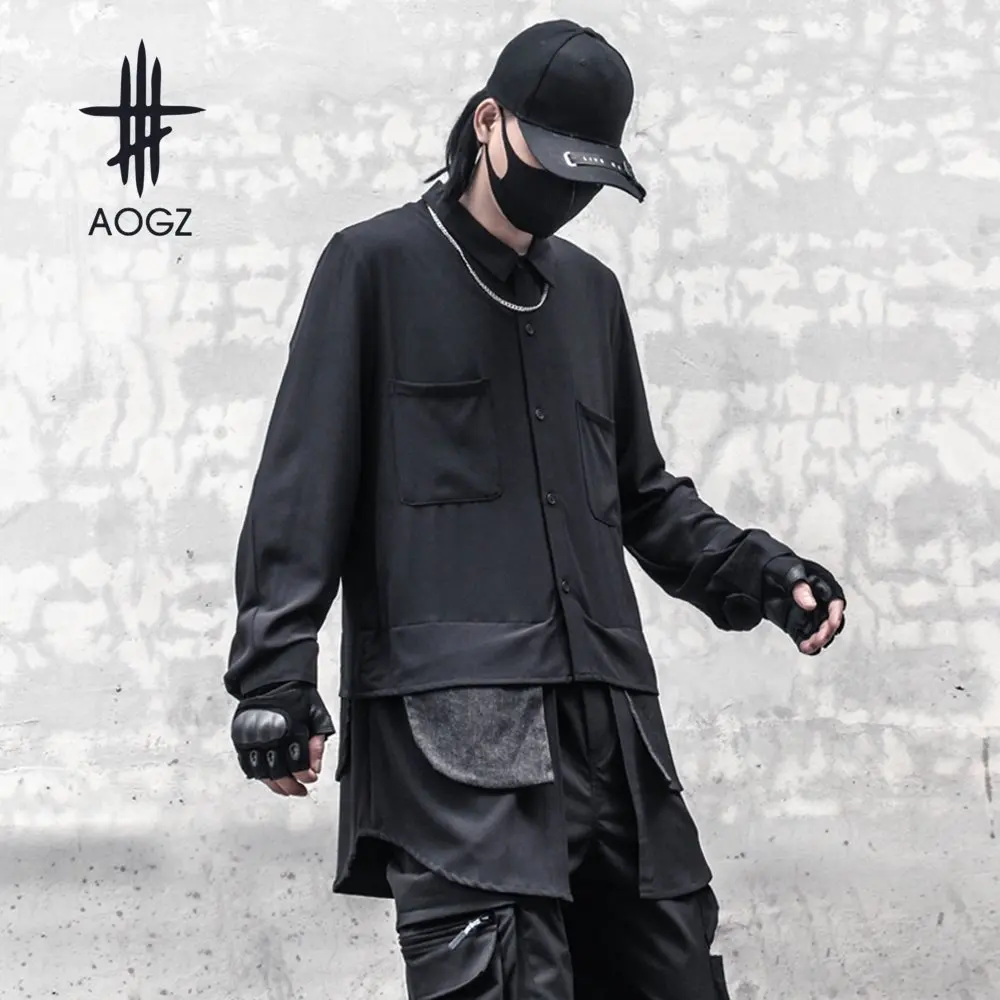 Tee Shirts | Techwear | Clothing - Patchwork Casual Shirts Men Loose ...
