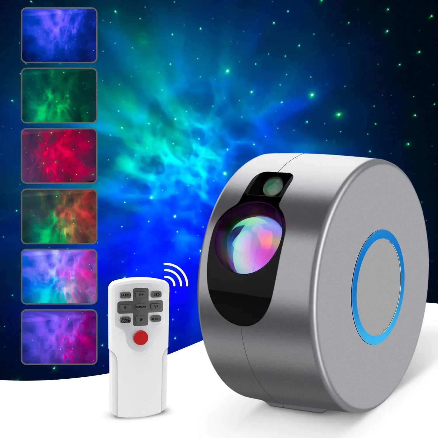Colorful Starry Sky Galaxy Projector Light Rotating Water Waving Night ...