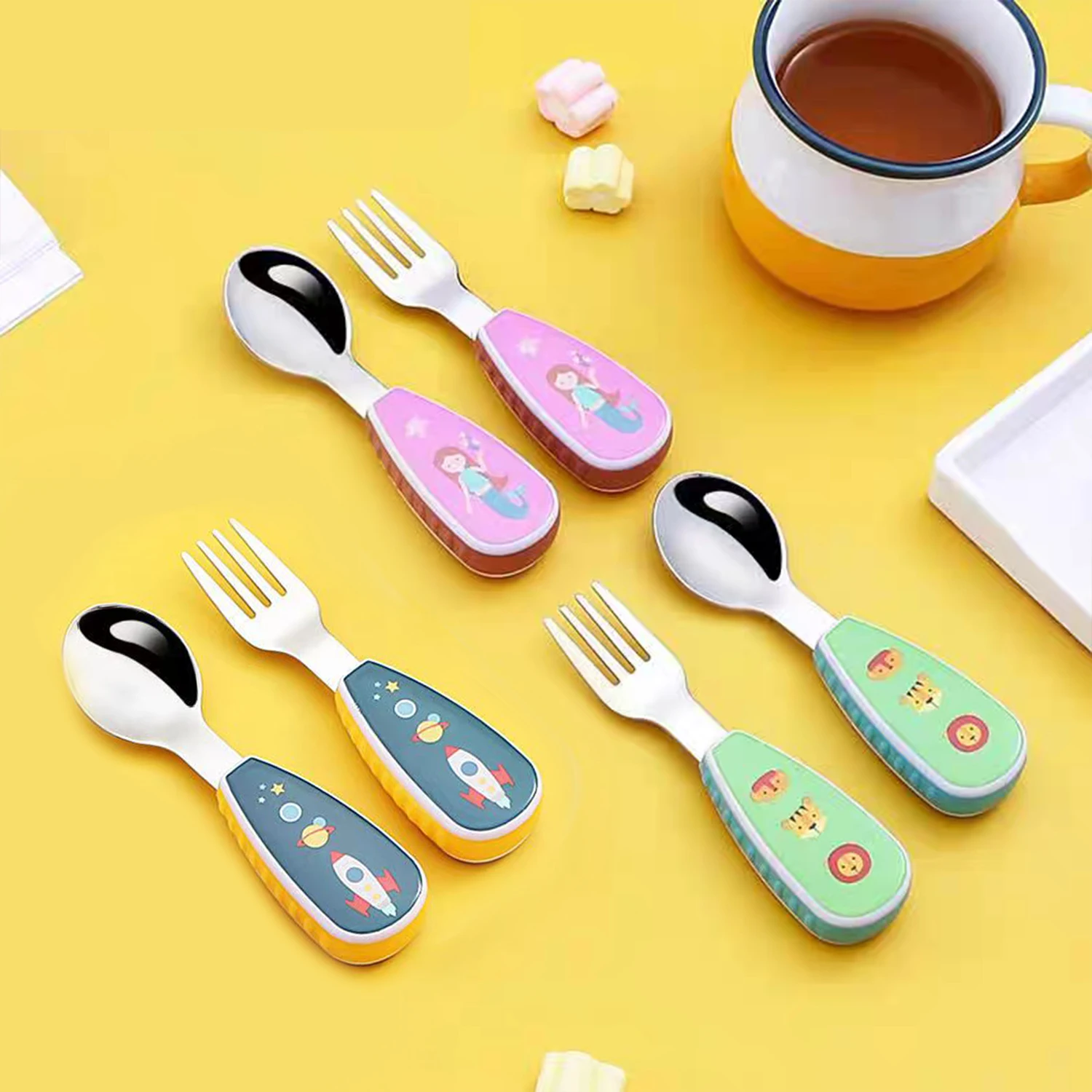 Children-s-fashion-cartoon-fork-and-spoon-baby-fork-and-spoon-children ...