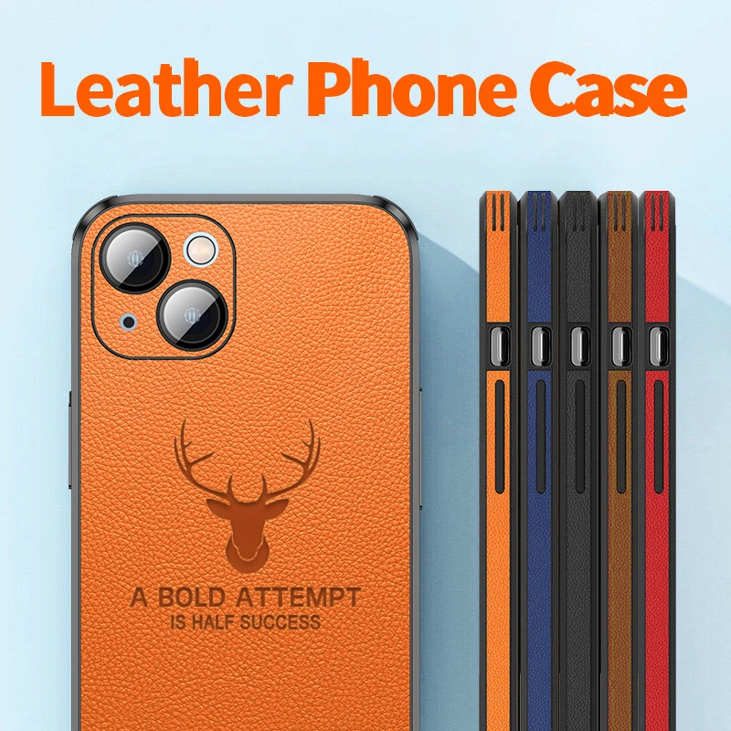 Luxury-Lychee-Pattern-Leather-Phone-Case-For-iPhone-14-Camera-Lens-Protector-Mobile-Phone-Cover ...