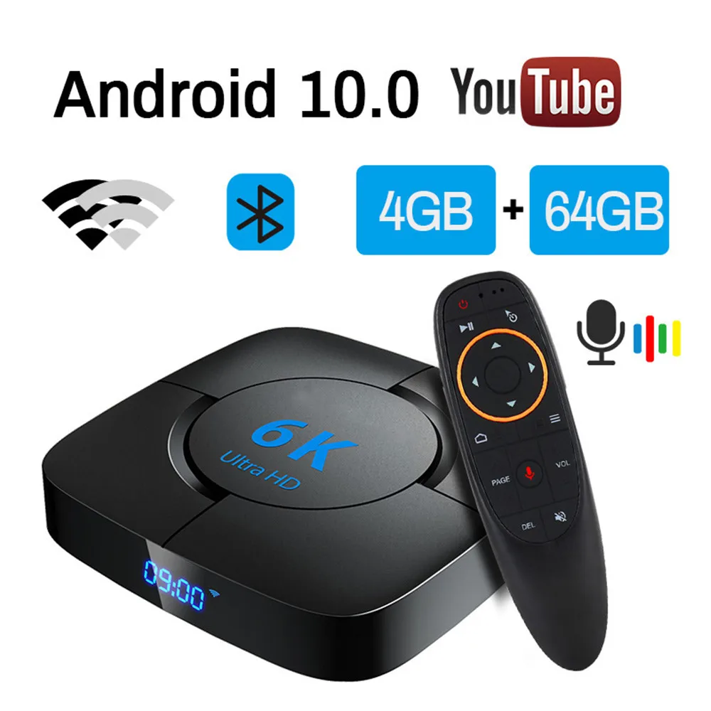 6k H616 Transpeed Android 10.0 Tv Caixa De Voz Assistente 6k 3d Wifi 2.4g & 5.8g 4gb Ram 32g 64g ...