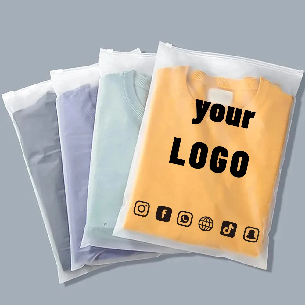 50Pcs Custom Frosted Zipper Bag Home Travel Stoeage Clothing Underwear ...