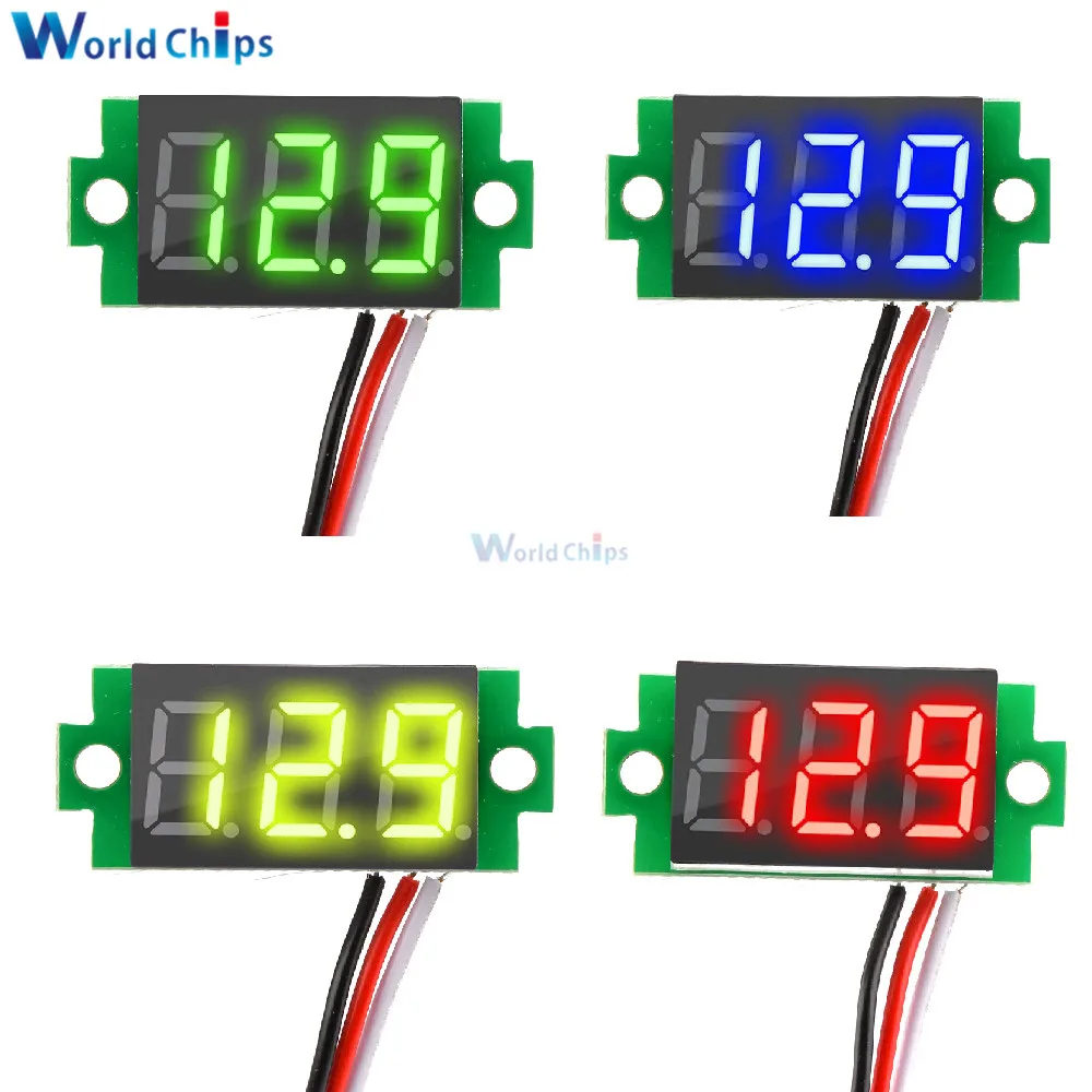 0.36 Inch 0.36'' 3 Wire Mini DC Digital Panel Voltmeter Panel Mount LED ...