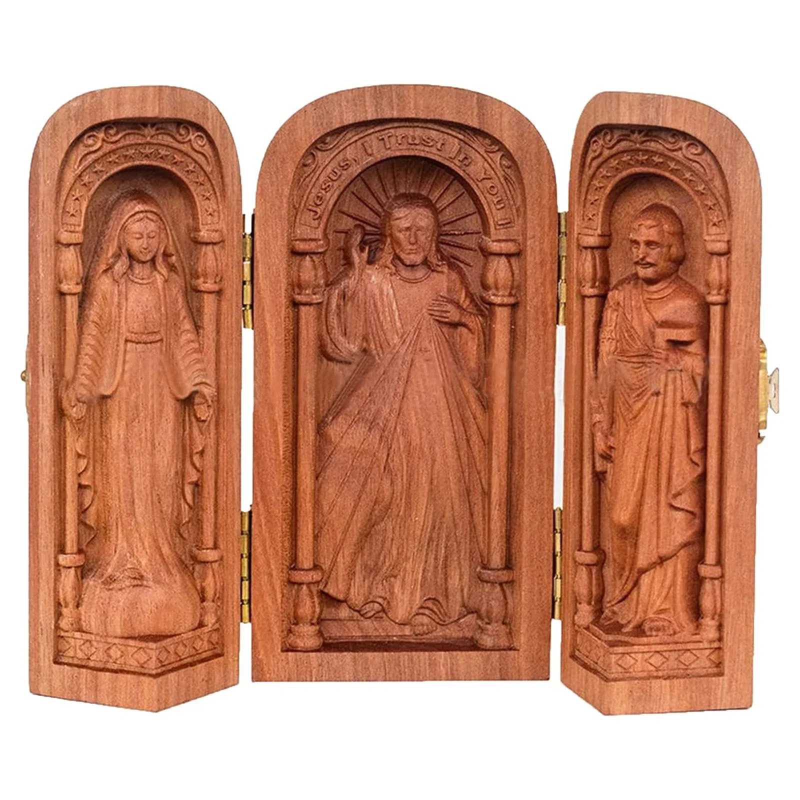 Catholic Desktop Decor Ornaments Church Holy Statue Saints Holiday Wood ...