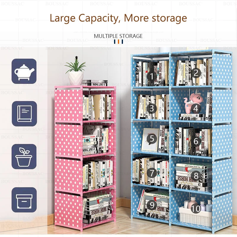 Creative Book Shelf Diy Nonwoven Fabric Storage Rack 3 Row Display ...