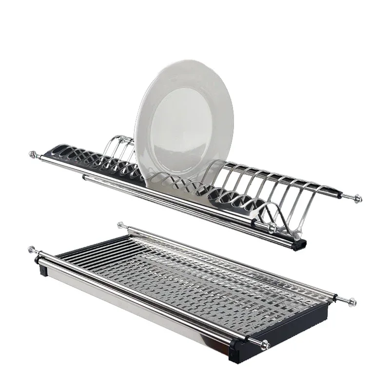 Cabinet-Wall-Cupboard-Double-Layer-Dish-Storage-Drawer-Basket-Stainless ...