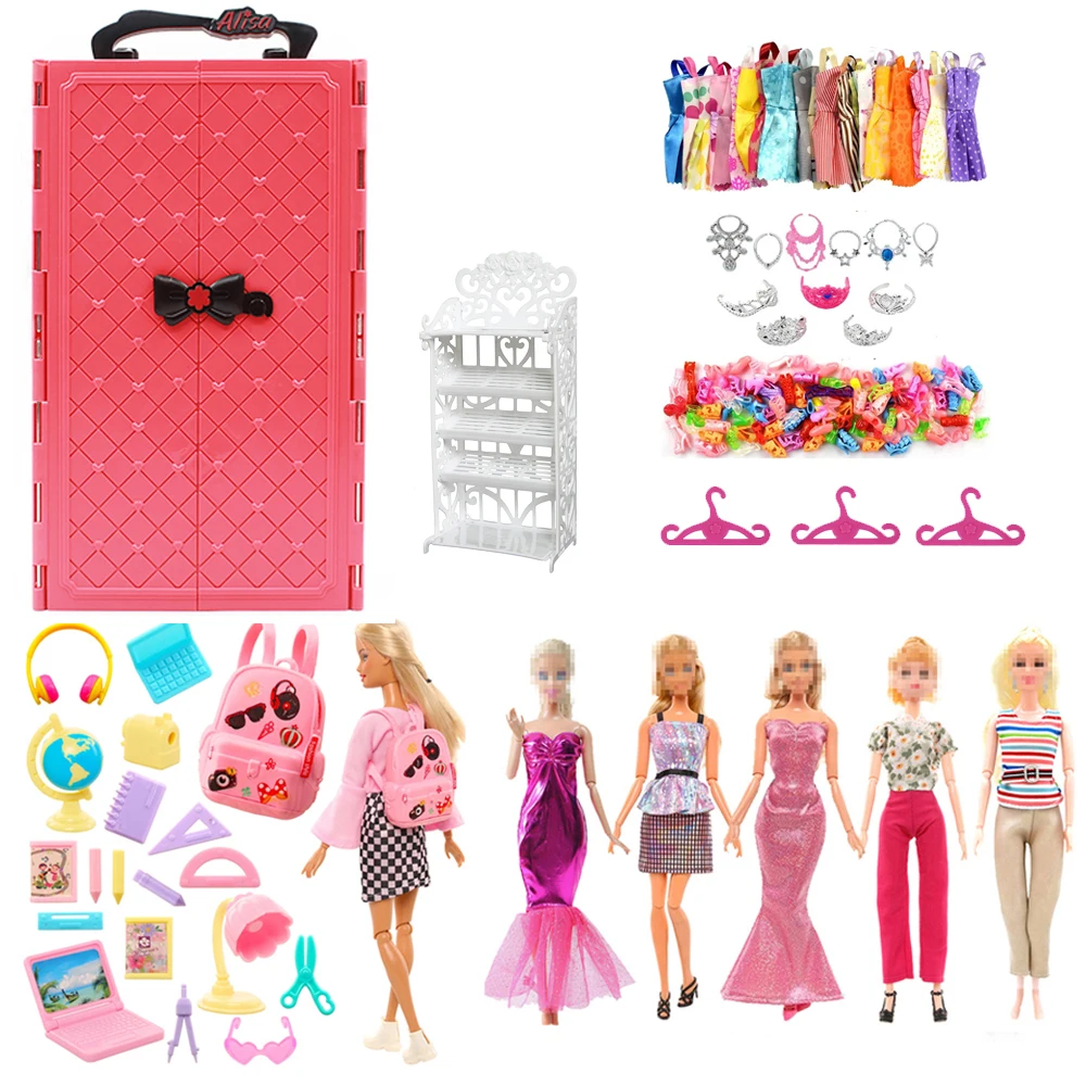 64-Items-Lot-Closet-for-Barbie-1-Wardrobe-1-Shoes-Rack-15-Clothes-47 ...