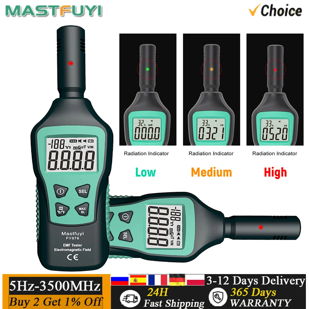 Mastfuyi-EMF-Meter-Electromagnetic-Radiation-Detector-High-Precision ...