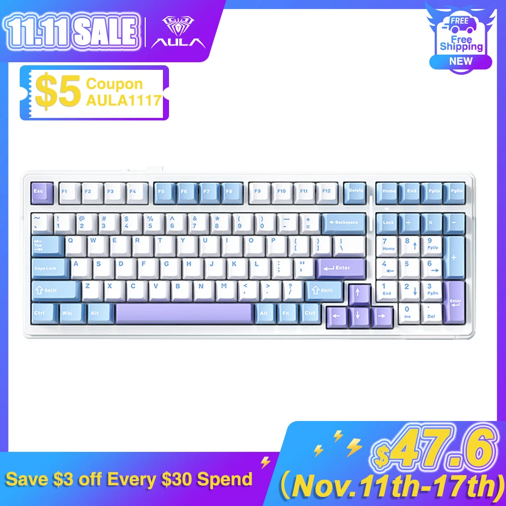 AULA-F99-Machanical-Keyboard-Bluetooth-5-0-2-4G-Wireless-Wired-Gasket ...