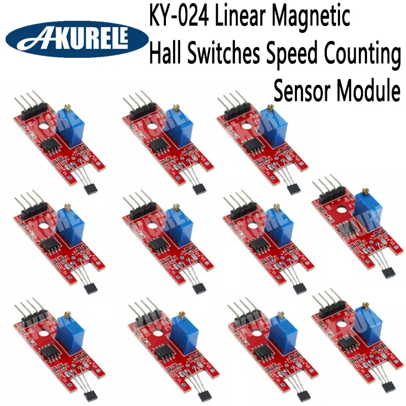 50pcs Smart Electronics 4pin KY 024 Linear Magnetic Hall Switches Speed Counting Sensor Module ...