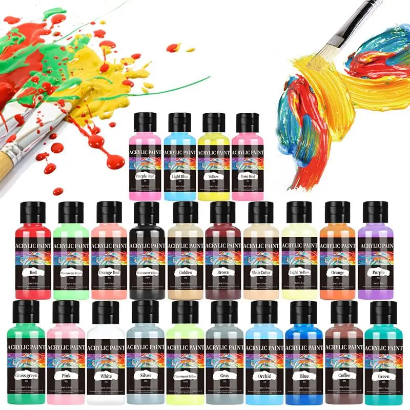 24-Kleur-Acrylverf-Kleuren-Gebotteld-Acrylverf-Set-Verf-Voor-Stof ...