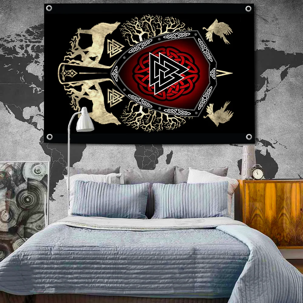 A-Valknut-Flag-Hanging-Flags-2-3ft-3-5ft-Banner-for-Garage-Wall ...
