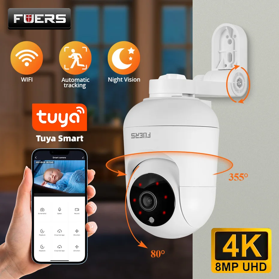 FUERS-4K-8MP-WiFi-IP-Camera-With-Adjustable-Bracket-Tuya-Smart-Home ...