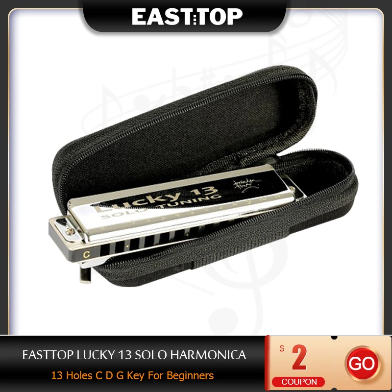 EASTTOP LUCKY 13 Solo Harmonica Musical Instruments 13 Holes C D G Key For Beginners|Harmonica ...